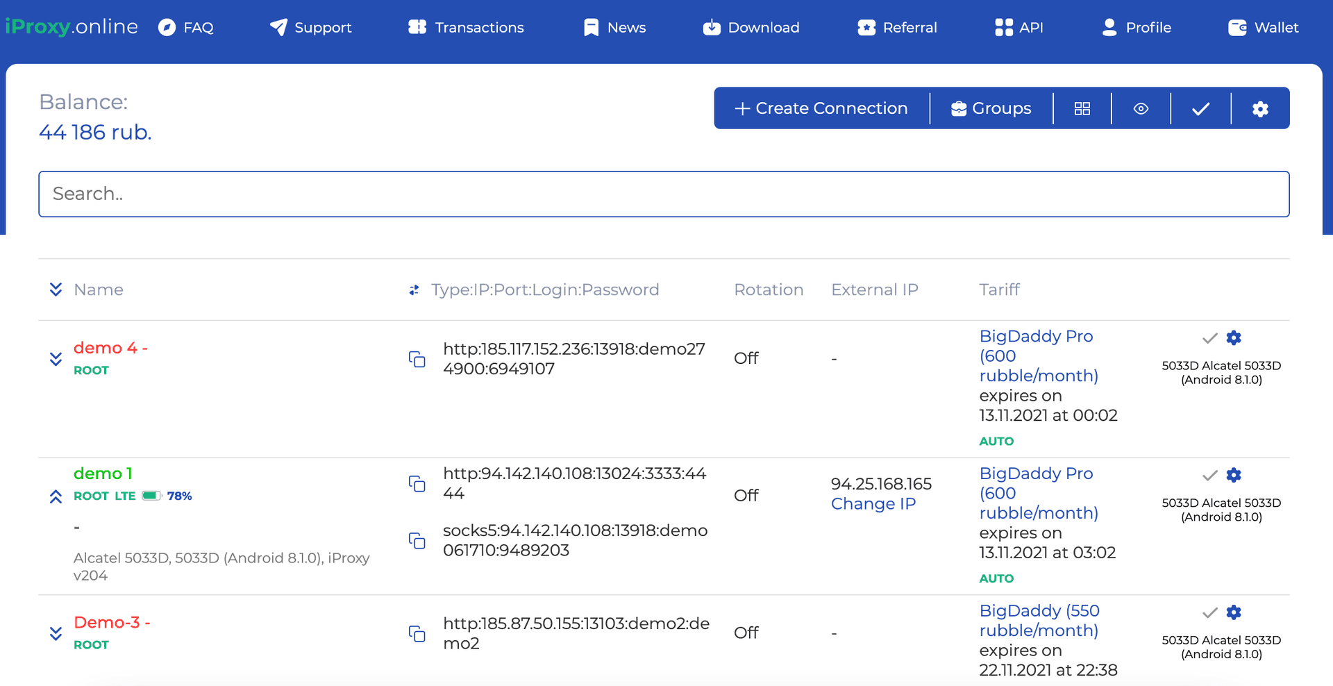 Personal account | iProxy Online